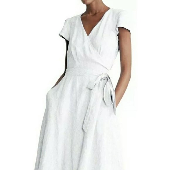 Polo Ralph Lauren | Dresses | Polo Ralph Lauren White Linen Wrap Midi ...